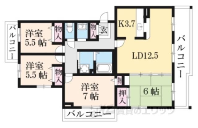 コンフォールかぶと台5号棟 4LDK 1階│賃貸のエリッツ